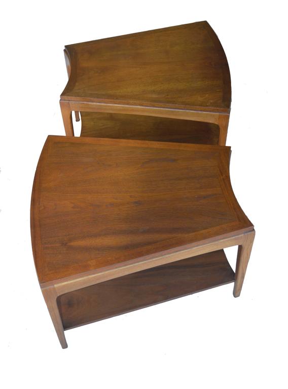 Pair of Wedge-Shaped the Wave Two-Tier Side Tables at 1stDibs