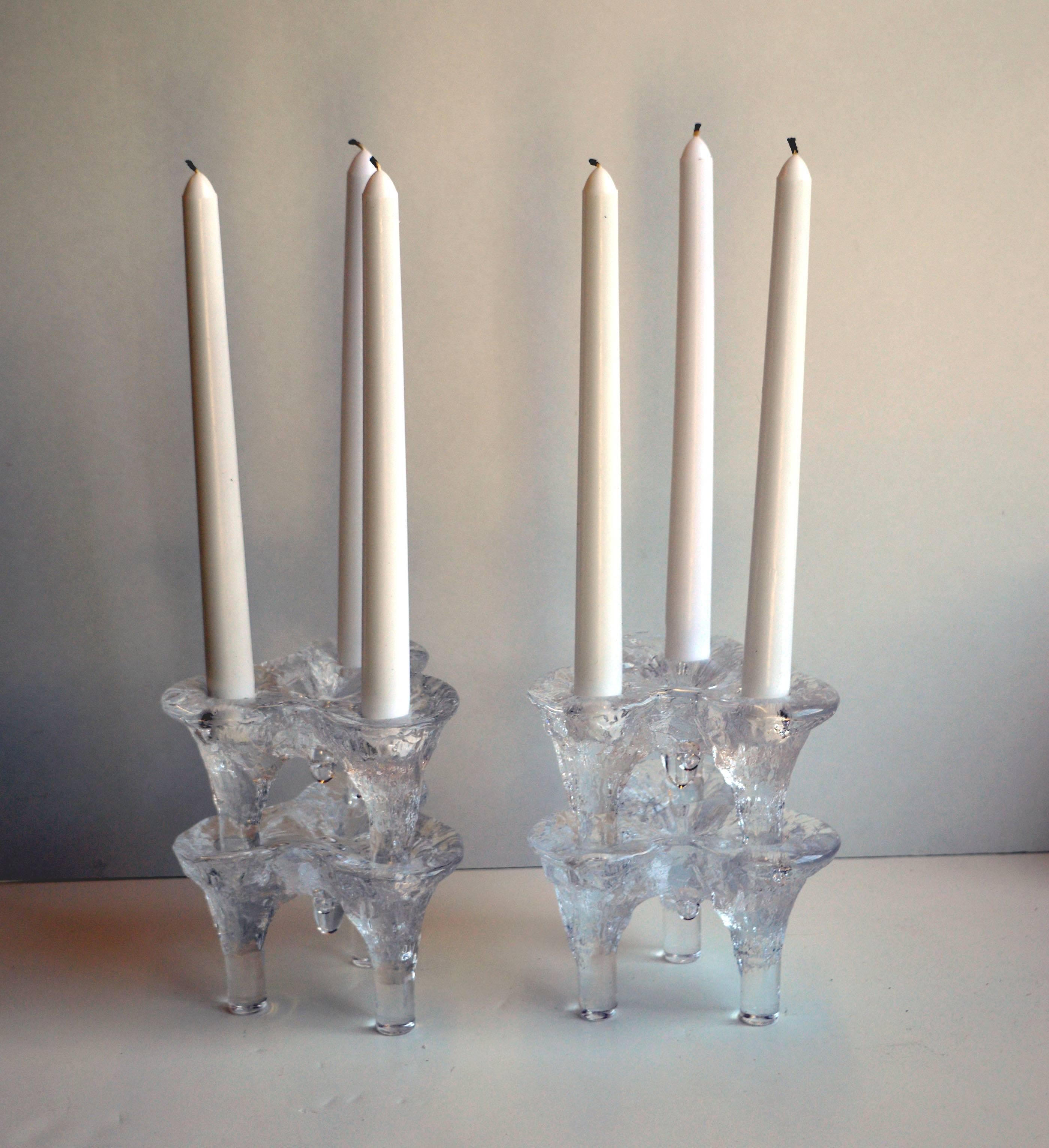 Blenko Glass Ice Floe Candle Holders Set at 1stDibs | blenko glass ...