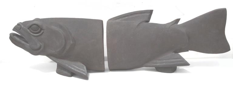 Large Ceramic Steelhead Trout Bookends For Sale at 1stDibs