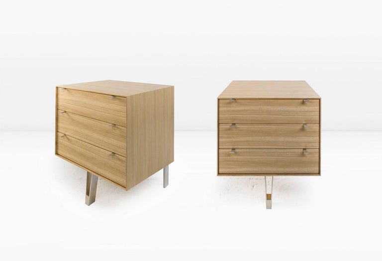 Saxton Cabinet / End Table with Japanese Sen Veneer and Nickel Legs For ...