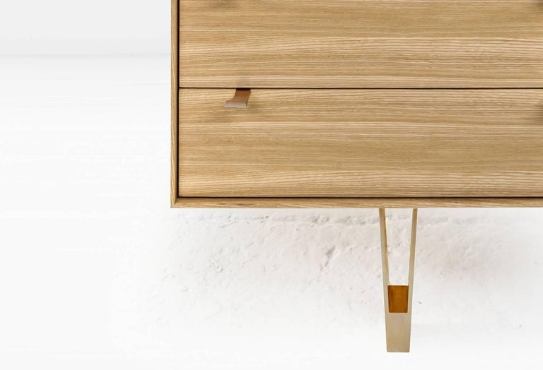 Saxton Cabinet / End Table with Japanese Sen Veneer and Bronze Legs For ...