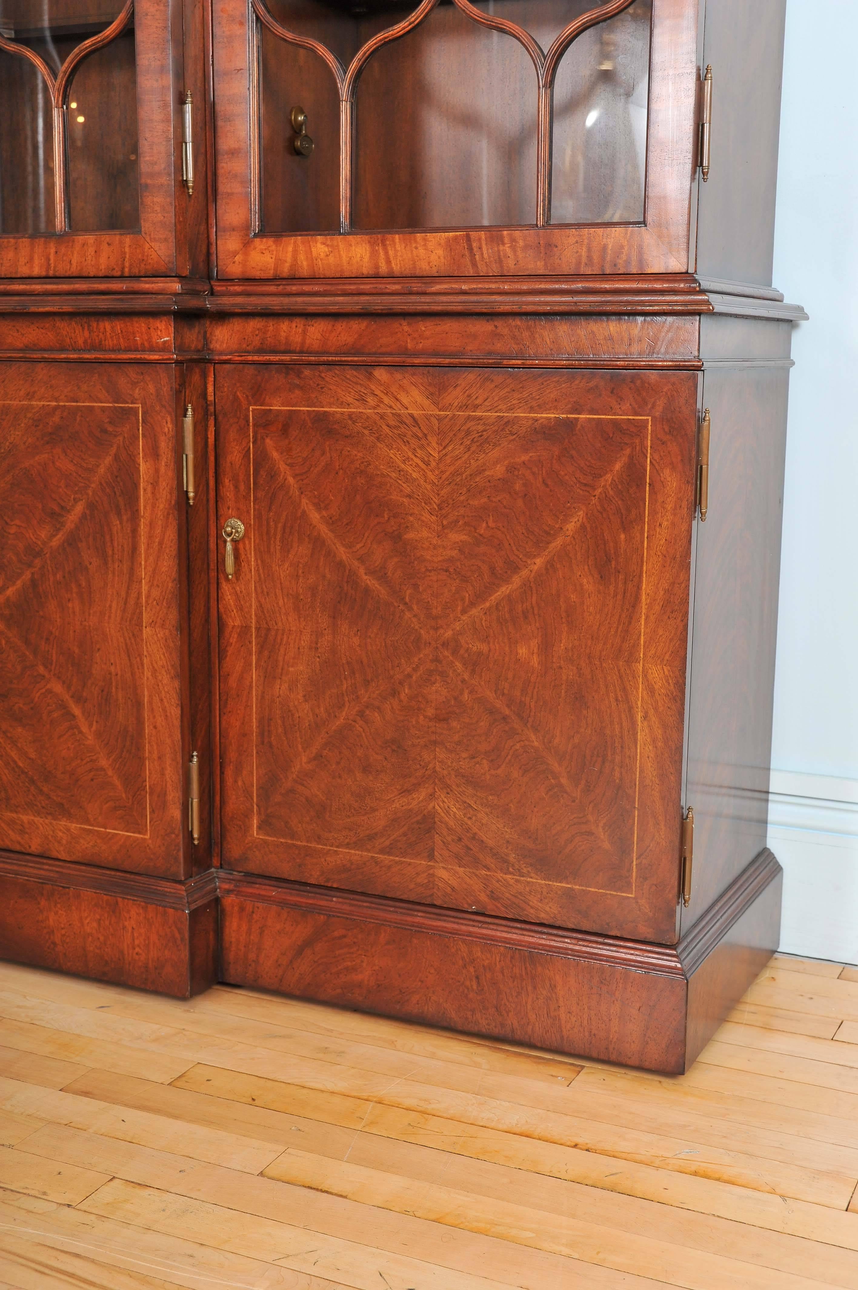 Four-Door Walnut Breakfront Display Cabinet For Sale at 1stDibs