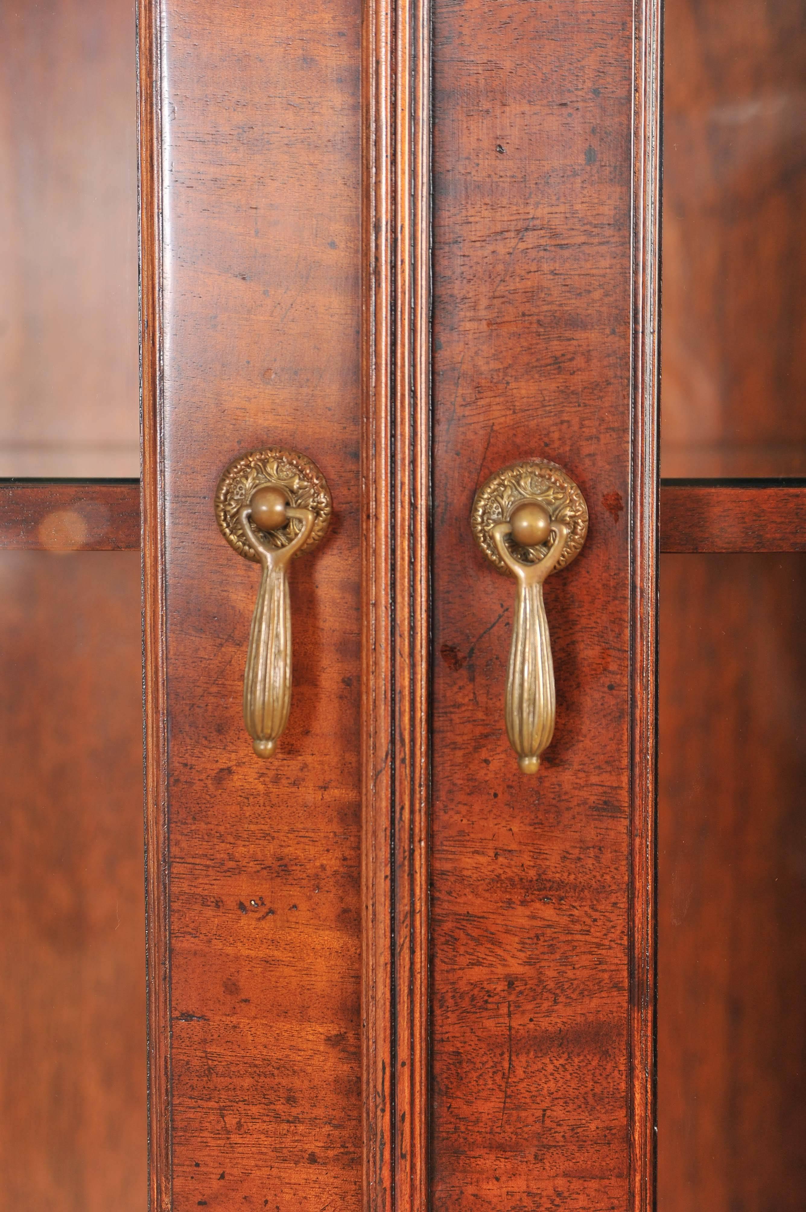 Four-Door Walnut Breakfront Display Cabinet For Sale at 1stDibs