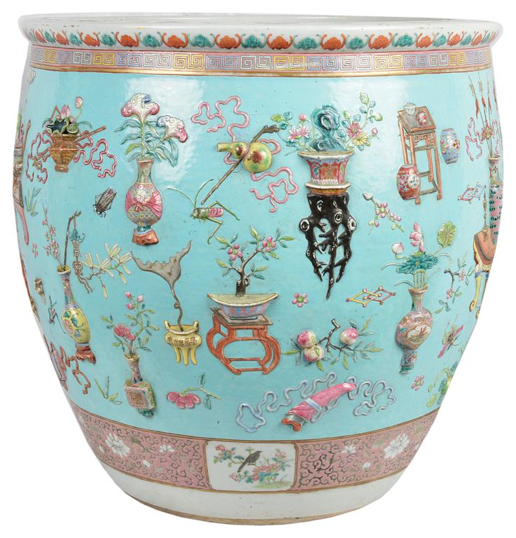 Chinese 19th Century Famille Rose Fish Bowl For Sale at 1stDibs
