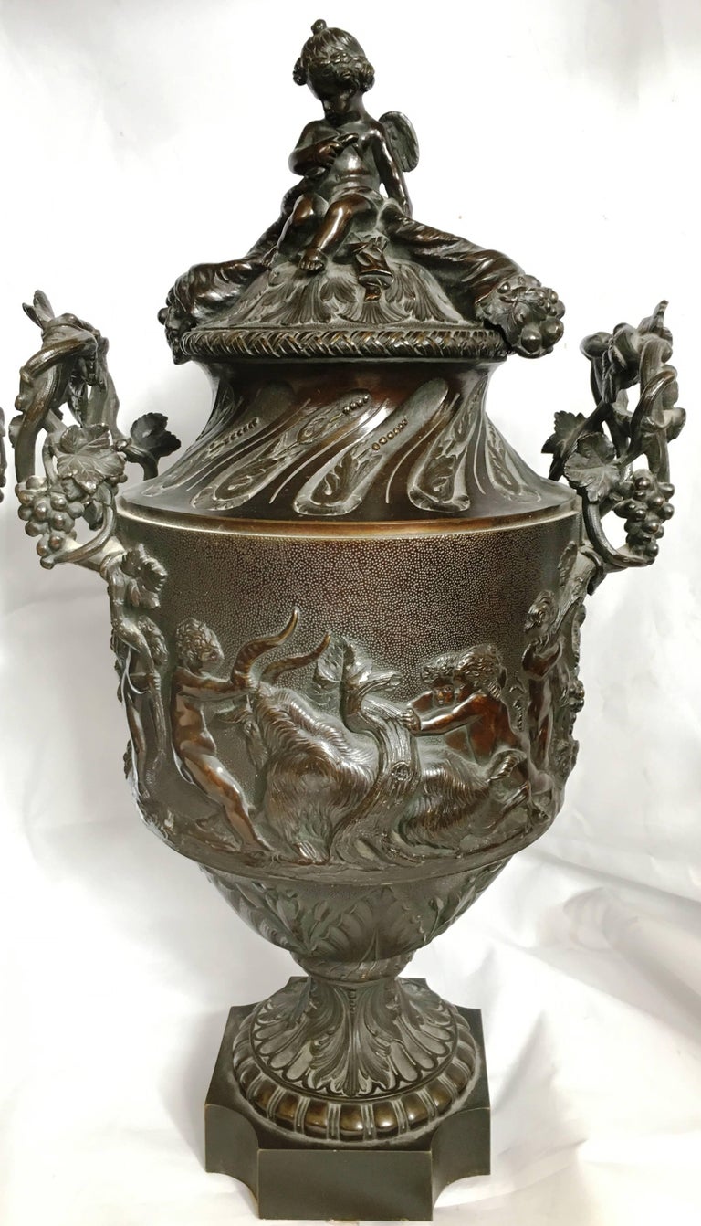 Pair of Large Classical Bronze Urns at 1stDibs