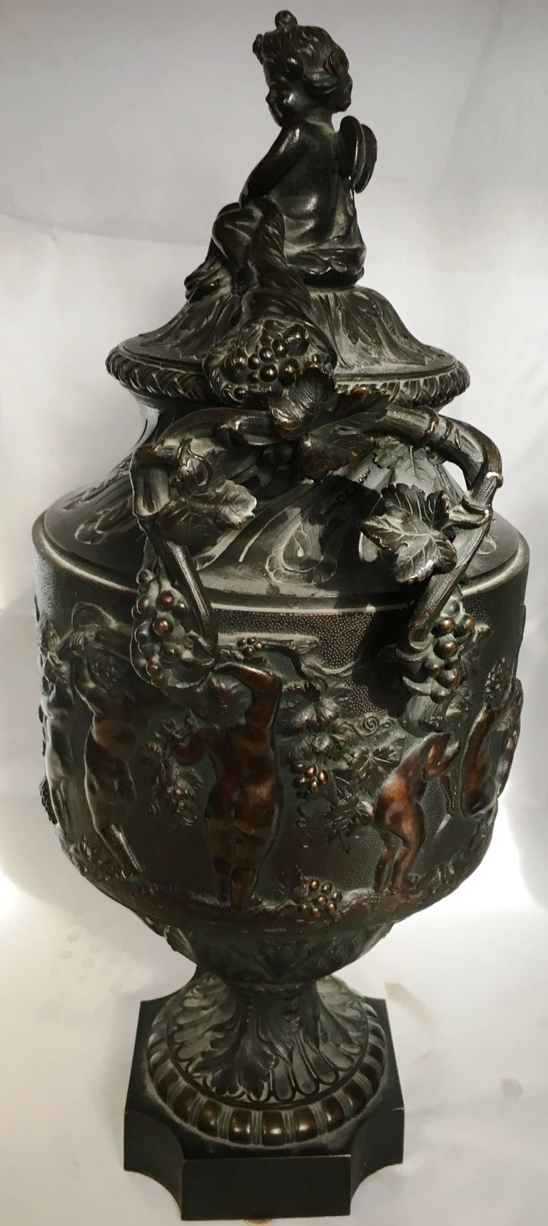 Pair of Large Classical Bronze Urns at 1stDibs