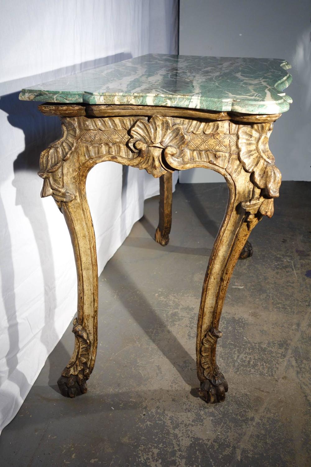 Early 18th Century Italian Roman Console, "Mecca Gold" Silver Leaf and ...