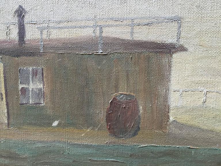 Ashcan Style River Boat Painting For Sale at 1stDibs