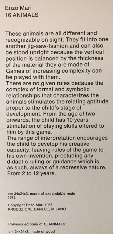 Enzo Mari 16 Animals Children's Puzzle at 1stDibs | enzo mari animals ...