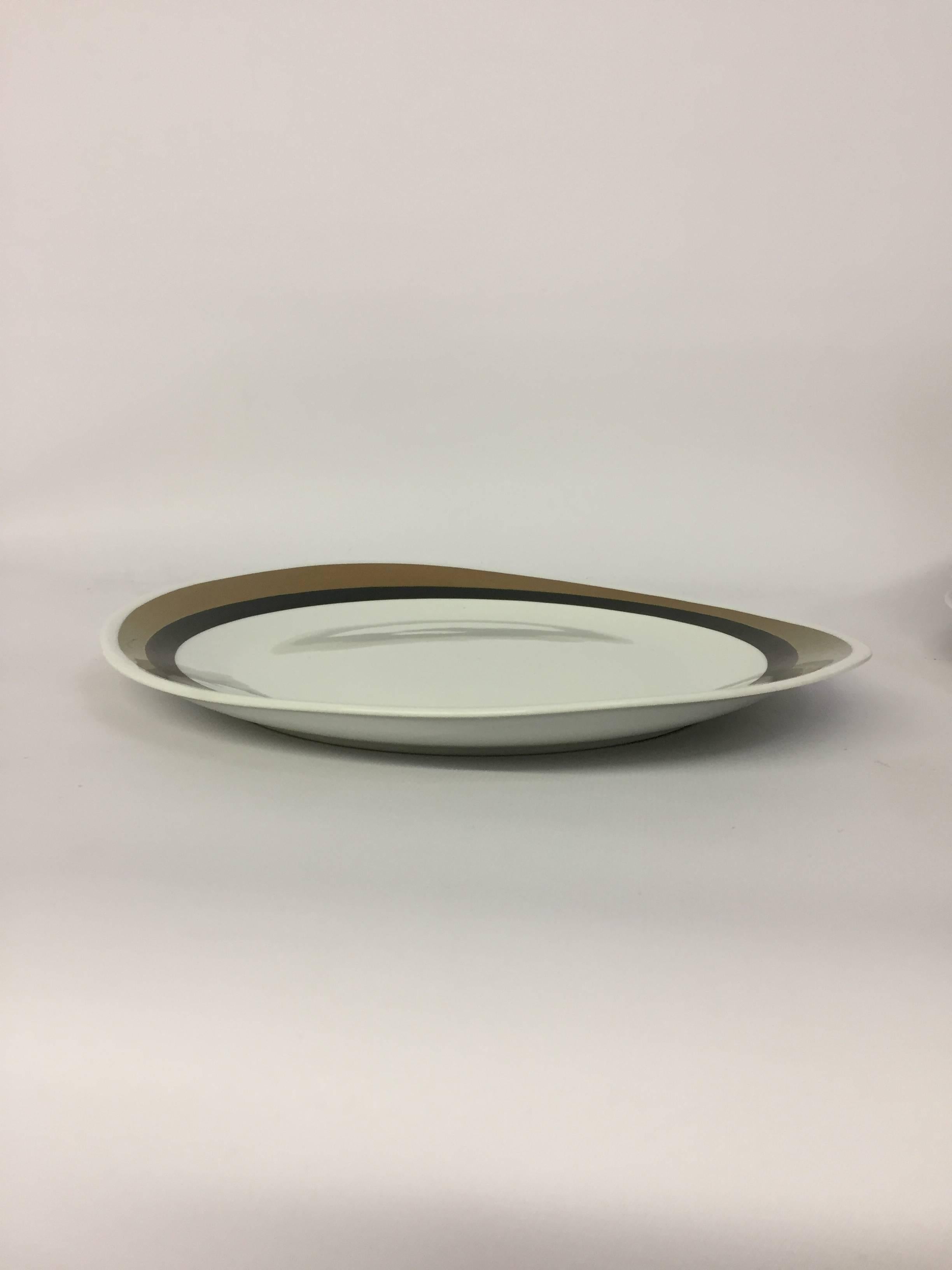 Gorgeous Set of Eight Block Porcelain Dinner Plates at 1stDibs