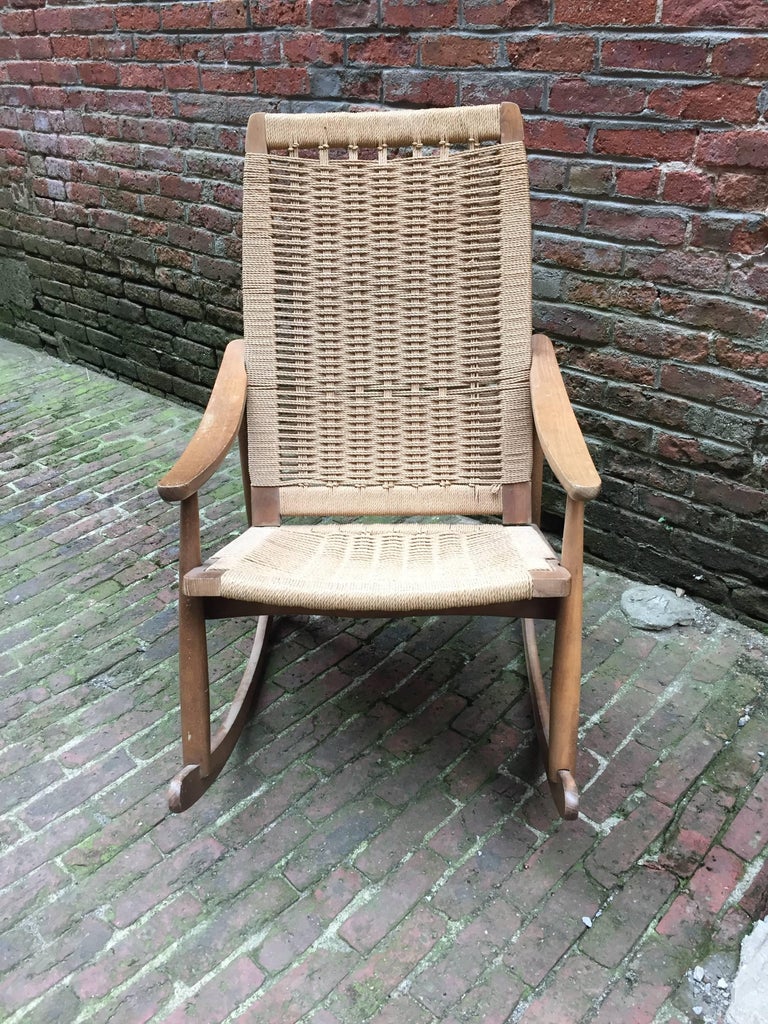 1960s Modern Rope and Wood Rocking Chair at 1stDibs | rope rocking ...