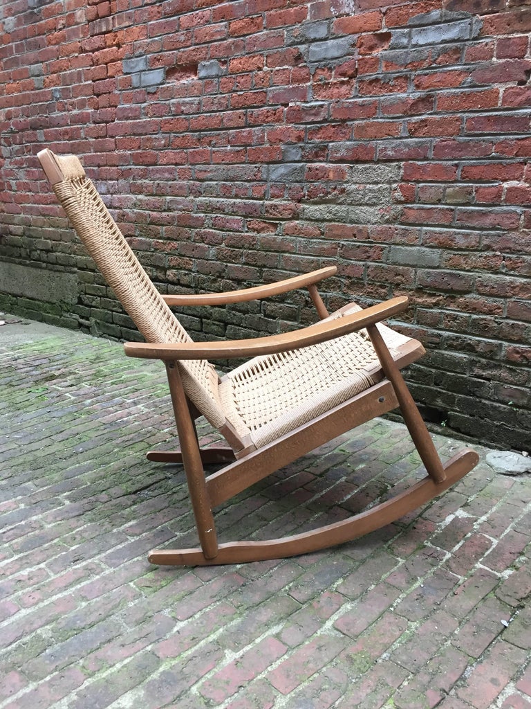 1960s Modern Rope and Wood Rocking Chair at 1stDibs | rope rocking ...