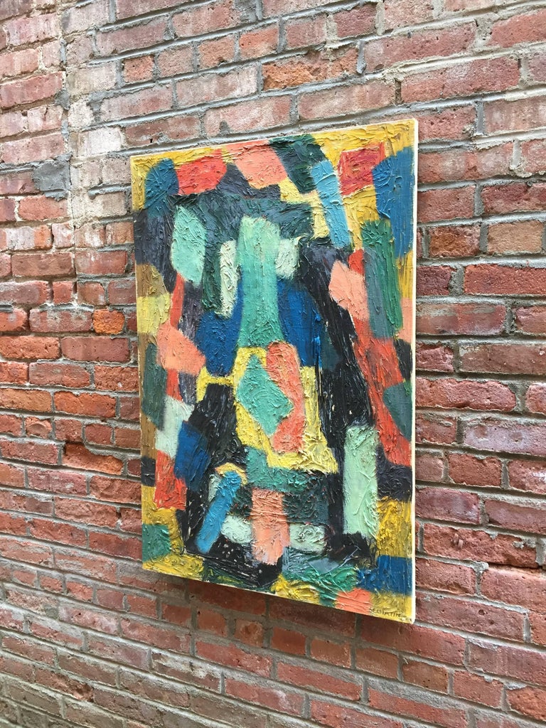 Jacob Semiatin 1958 Abstract Expressionist Patch Work Painting at 1stDibs