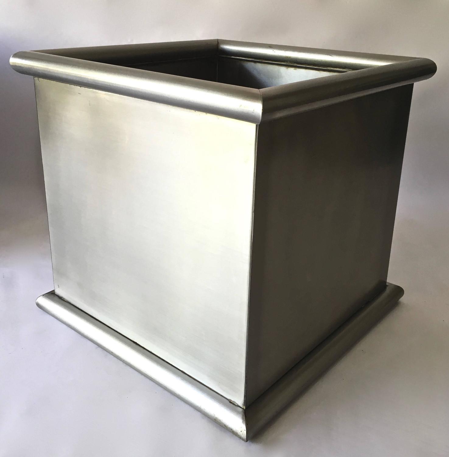 Pair of Large Stainless Steel Planters by Architectural Brass Planters ...