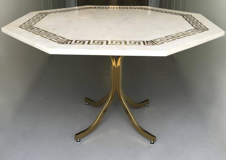 Marble Octagonal Dining or Center Table, Etched Greek Key Border at ...