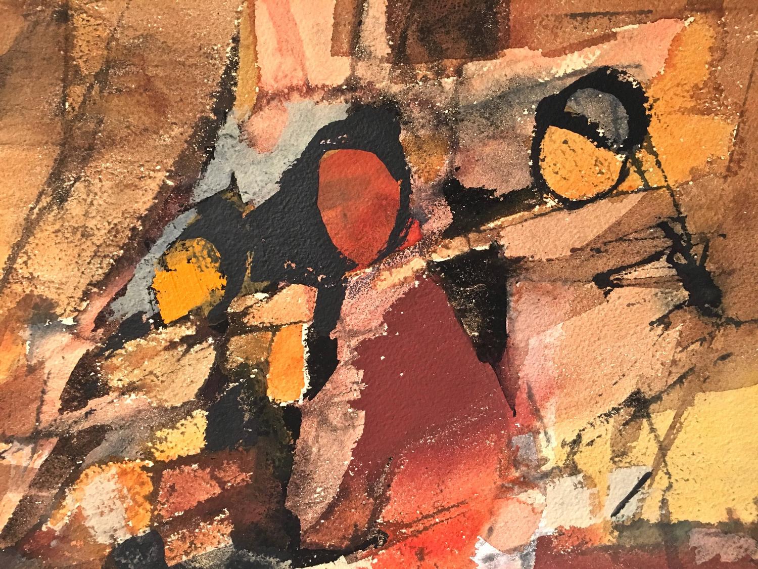 Abstract Watercolor Painting, Signed by Listed Artist Stefan Lokos For ...