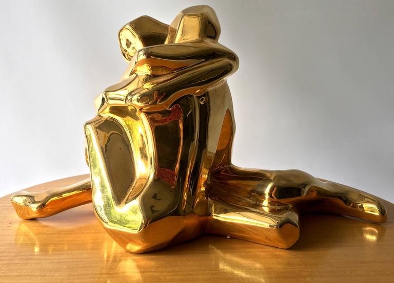 Mid-Century Modern 24-Karat Gold-Plate Jaru Cubist Sculpture of Lovers ...
