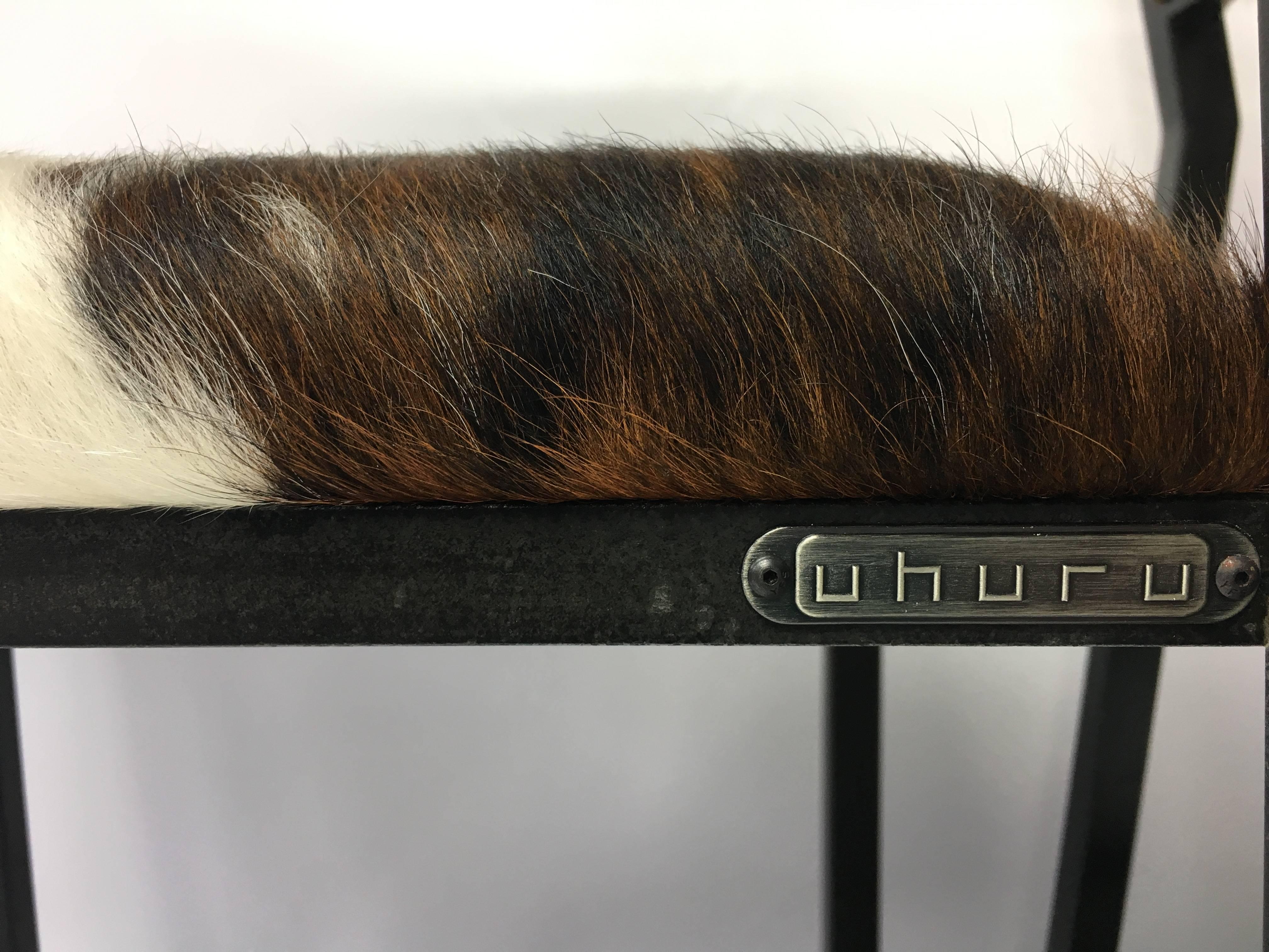 Set of Four Pony Skin Dining Chairs, Blackened Steel Frames by Uhuru ...