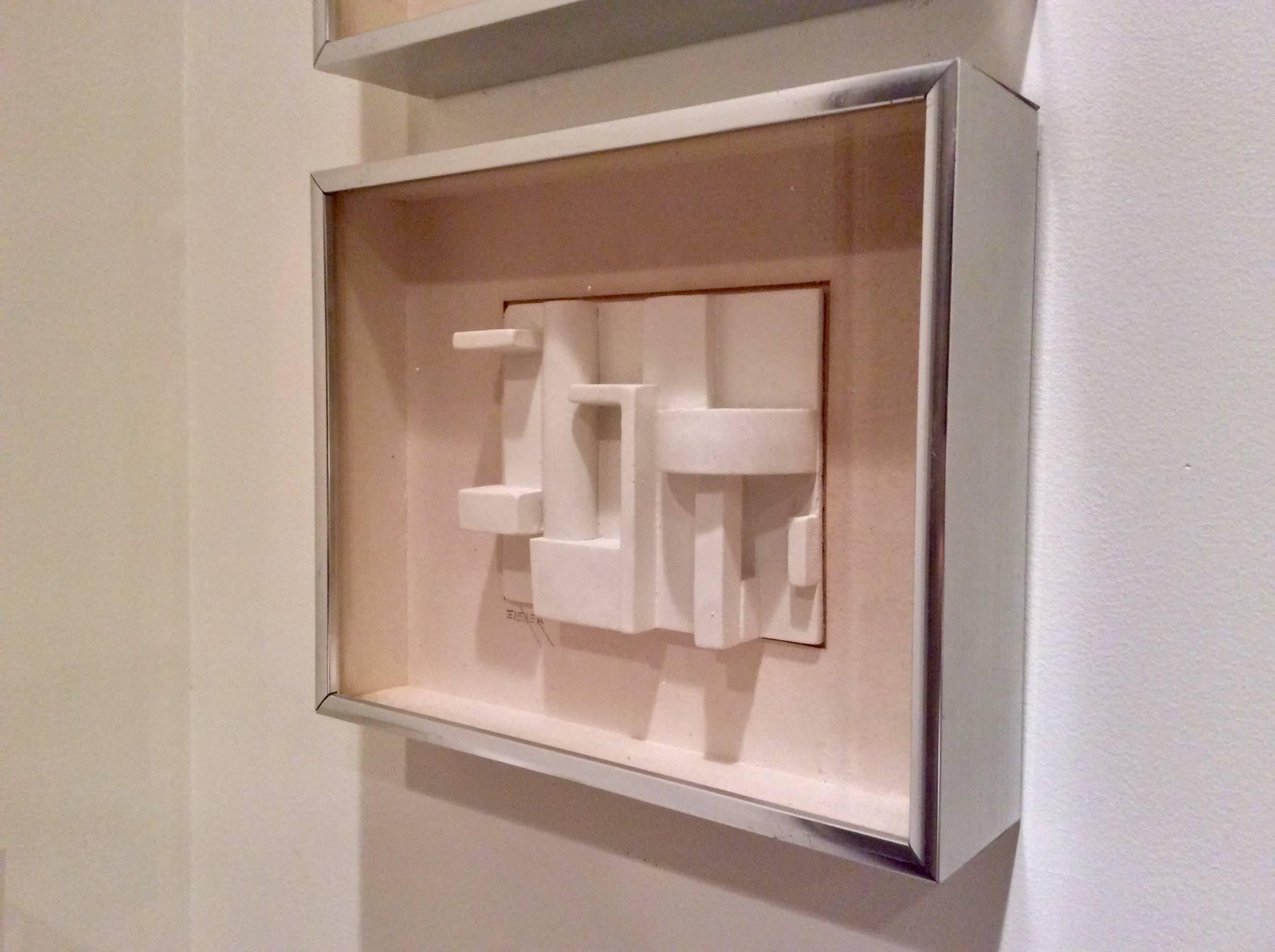 Trio of Modernist Wood Block Wall Sculptures, Signed by Artist Jack ...