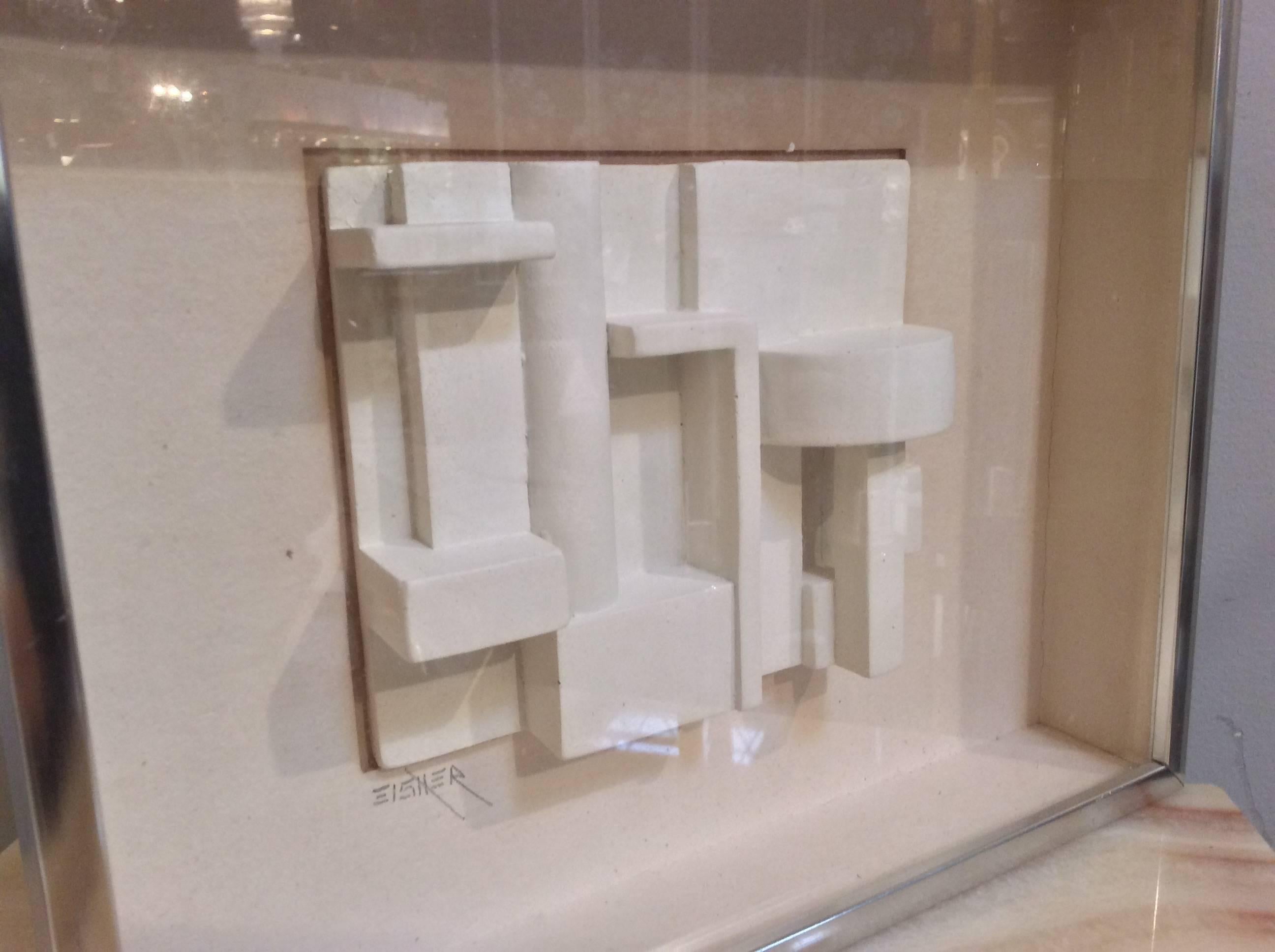 Trio of Modernist Wood Block Wall Sculptures, Signed by Artist Jack ...