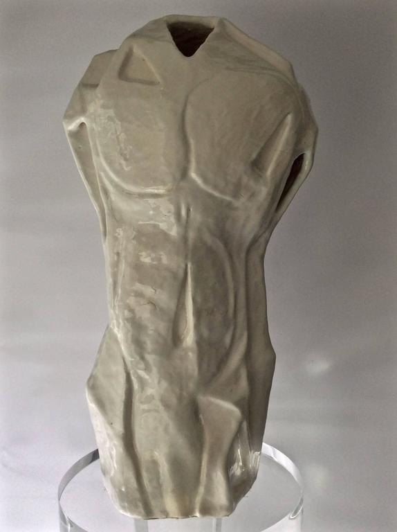 Large Modernist Glazed Ceramic Torso Vase or Sculpture For Sale at 1stDibs