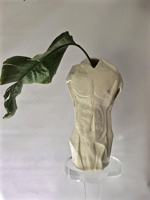 Large Modernist Glazed Ceramic Torso Vase or Sculpture For Sale at 1stDibs