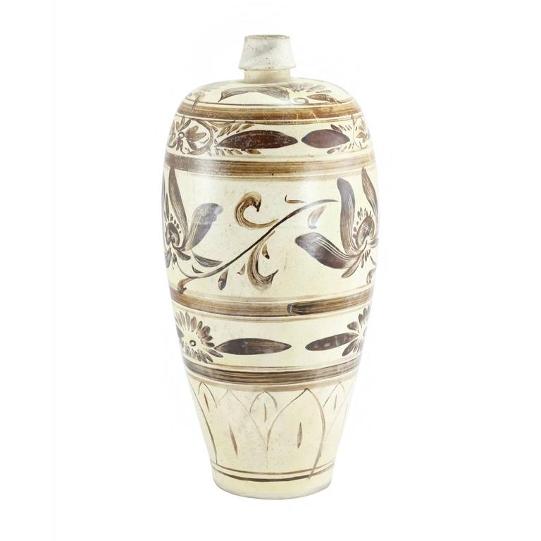 Chinese Song Dynasty Slip Decorated Cizhou Meiping Vase at 1stDibs