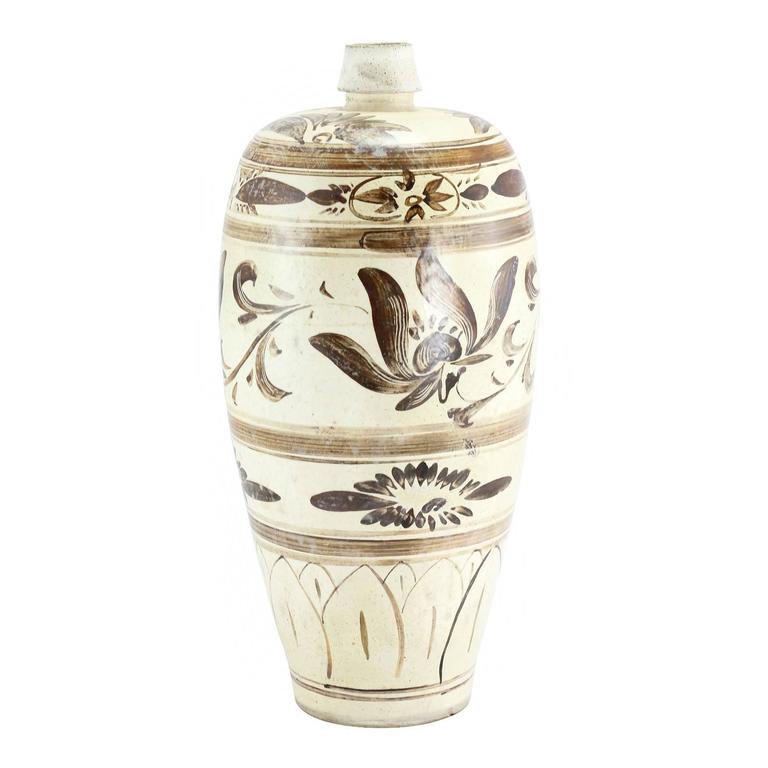 Chinese Song Dynasty Slip Decorated Cizhou Meiping Vase at 1stDibs