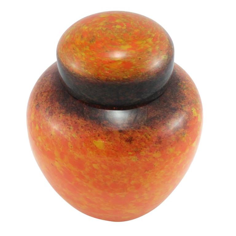 20th Century Art Deco Monart Glass Ginger Jar by John Moncrieff Ltd For ...