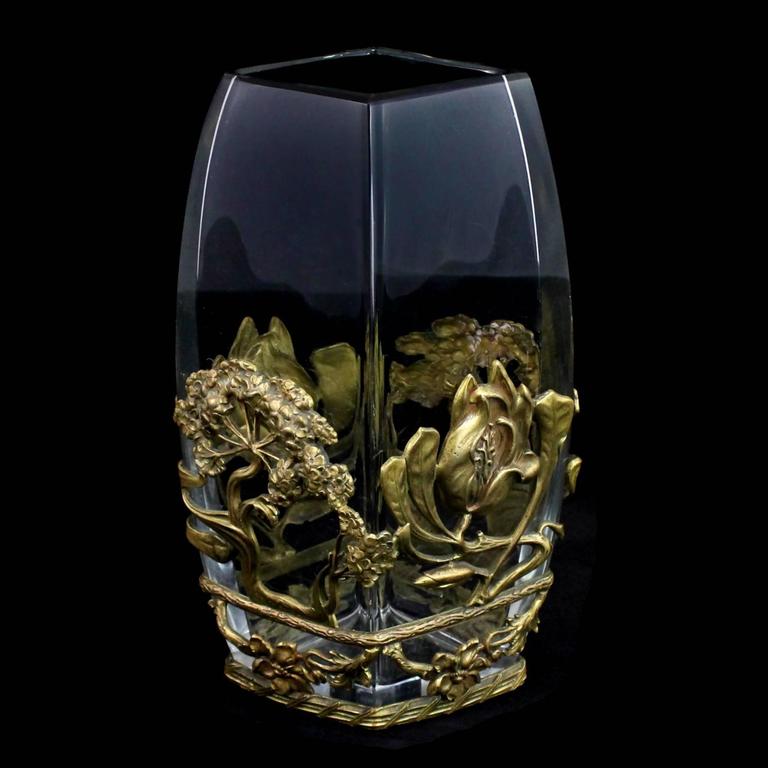 French Glass and Bronze Vase Attributed to Marcel Bing Maison De L'Art ...