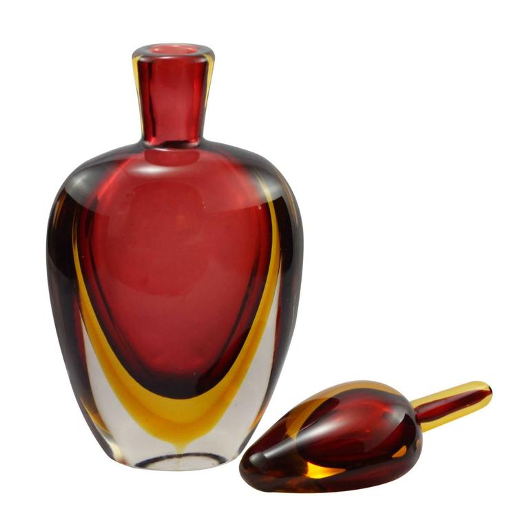 Red and Yellow Murano Glass Sommerso Decanter by Flavio Poli for Seguso ...