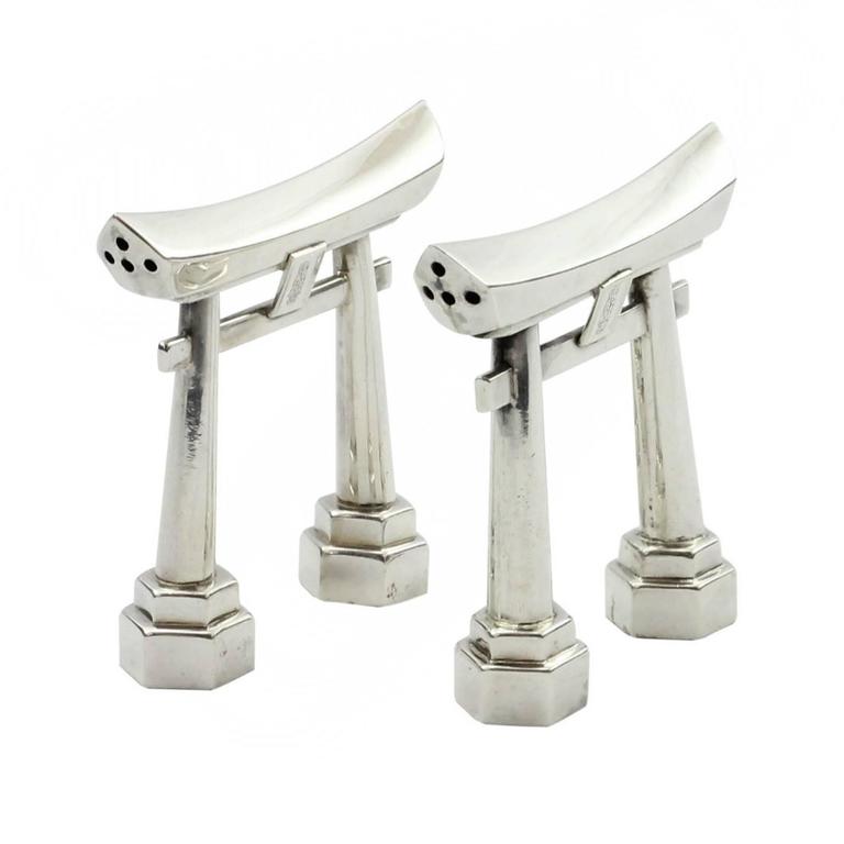 Pair of Japanese .970 Silver Torii Gate Salt and Pepper Shakers at 1stDibs