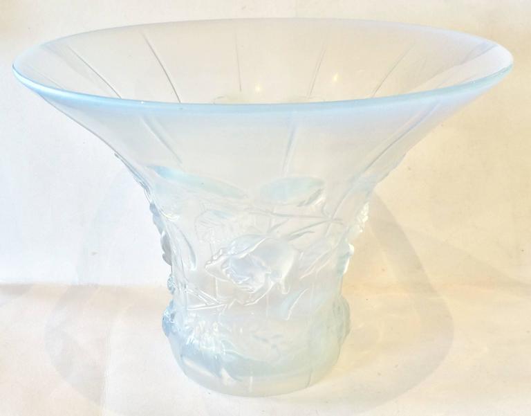 Art Deco basket of flowers opalescent glass vase by Barolac at 1stDibs