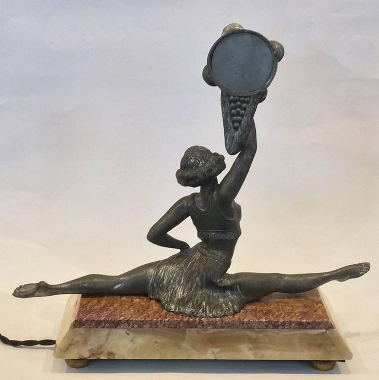Art Deco Dancer Lamp with Tambourine by Balleste at 1stDibs