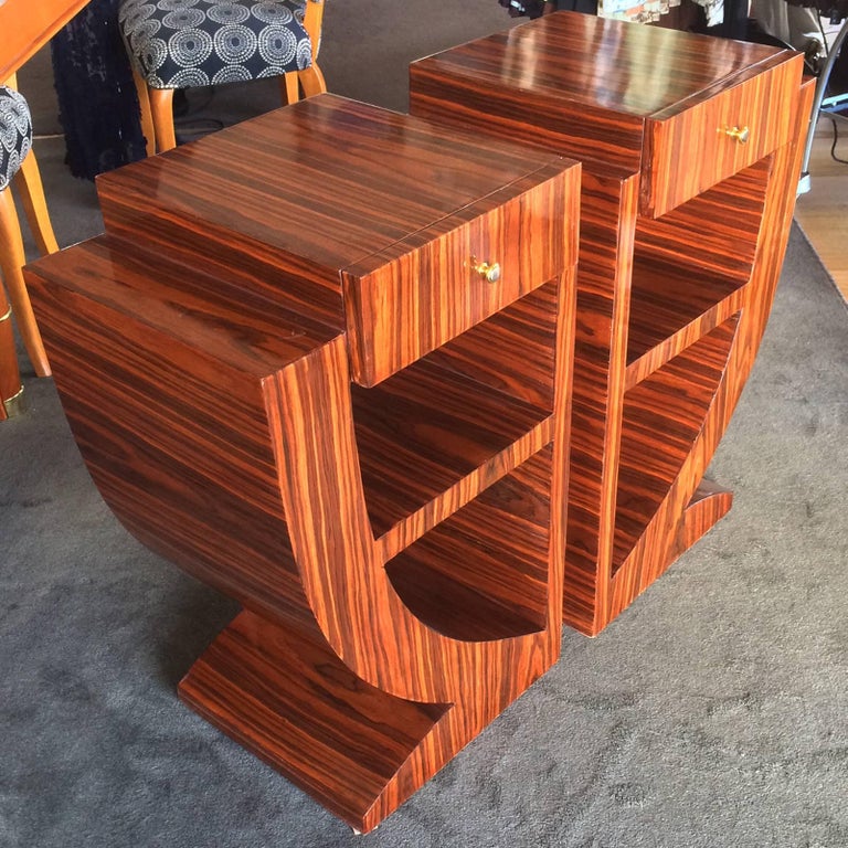 Pair of Art Deco Style High Geometric Bedside Tables or Sofa Tables at ...