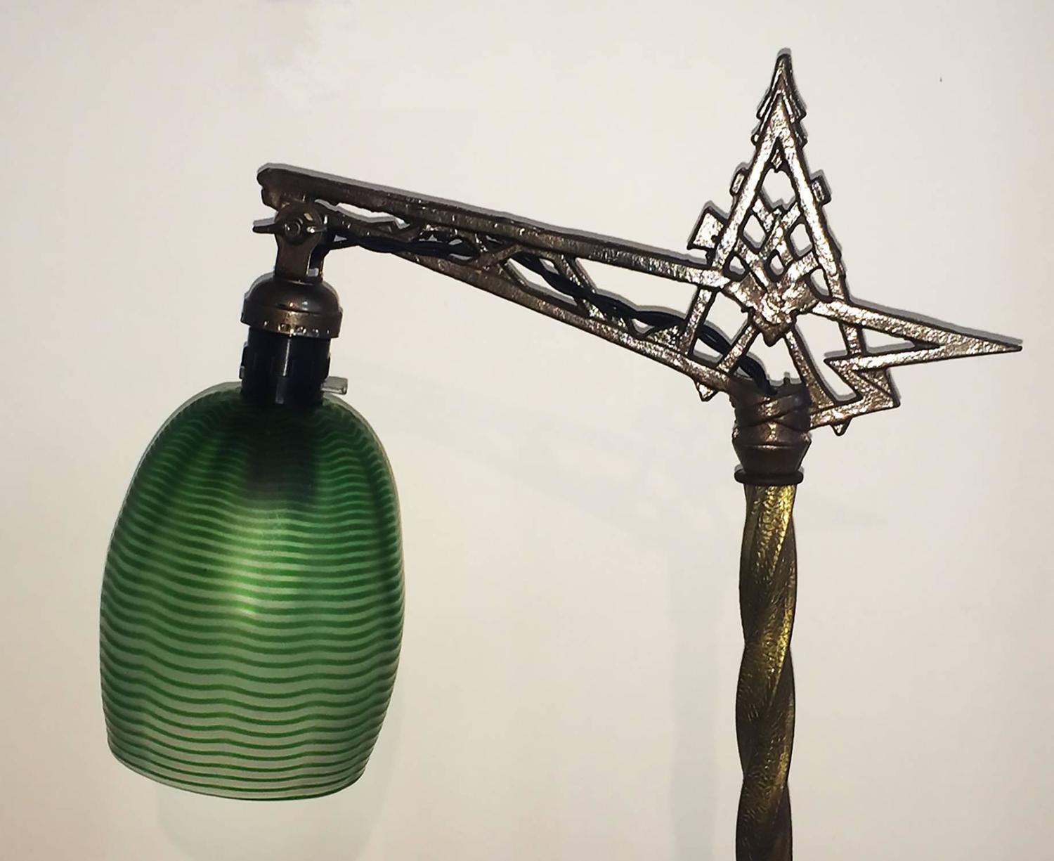 Art Nouveau American Bridge Floor Lamp with Jadeite Glass at 1stdibs