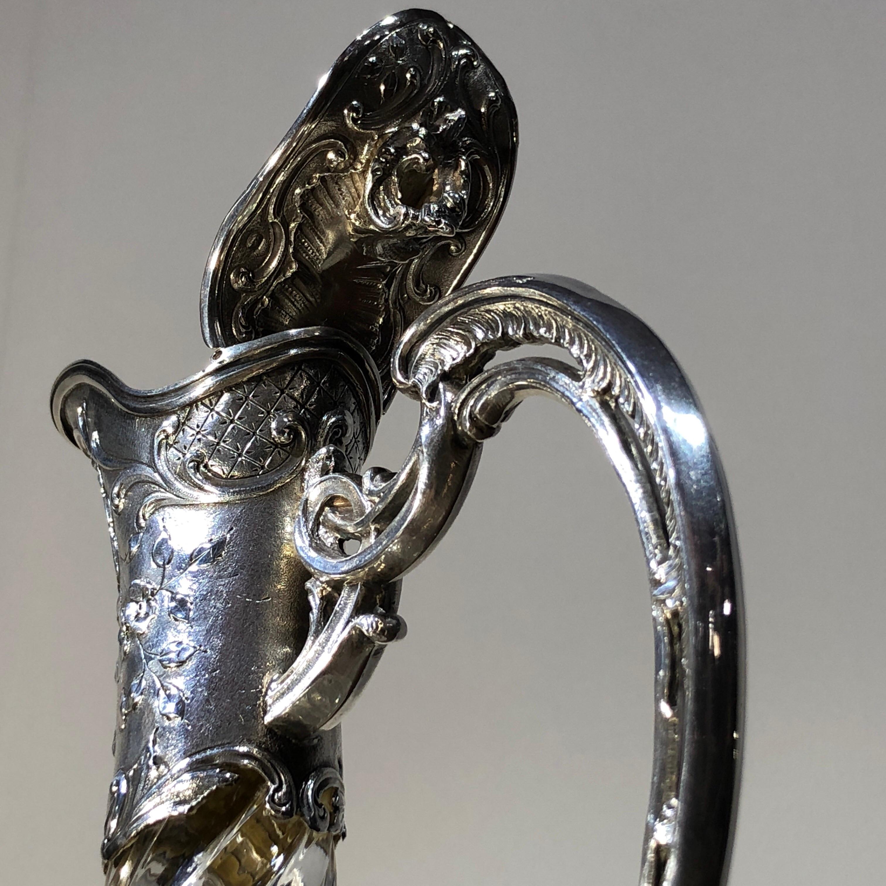 French Silver and Cut Crystal Claret Jug, Edouard Ernie, circa 1890 For ...