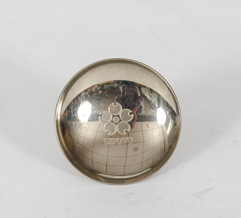 Elegant Silver Sake Cup made to commemorate the Osaka World Expo of ...