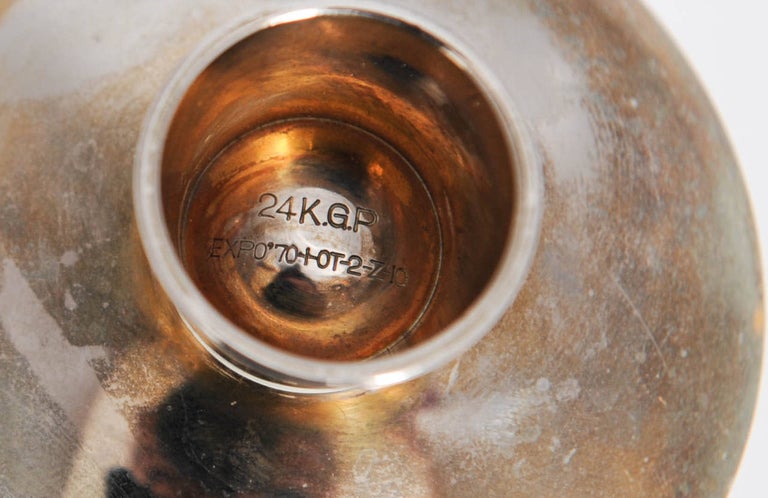 Elegant Silver Sake Cup made to commemorate the Osaka World Expo of ...