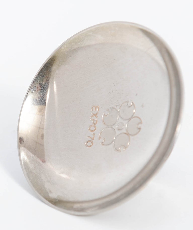 Elegant Silver Sake Cup made to commemorate the Osaka World Expo of ...