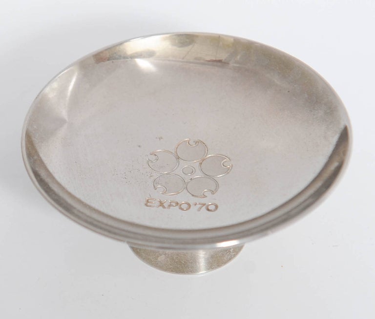Elegant Silver Sake Cup made to commemorate the Osaka World Expo of ...