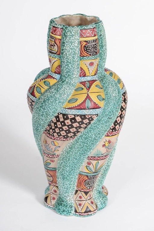 Large Colorful Majolica Vase by Italian Kerima Gualdo T. For Sale at ...