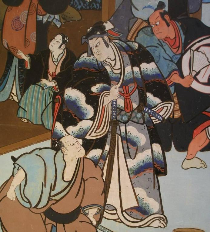Antique Japanese Hand-Painted Kabuki Theatre Posters, 19th Century at ...