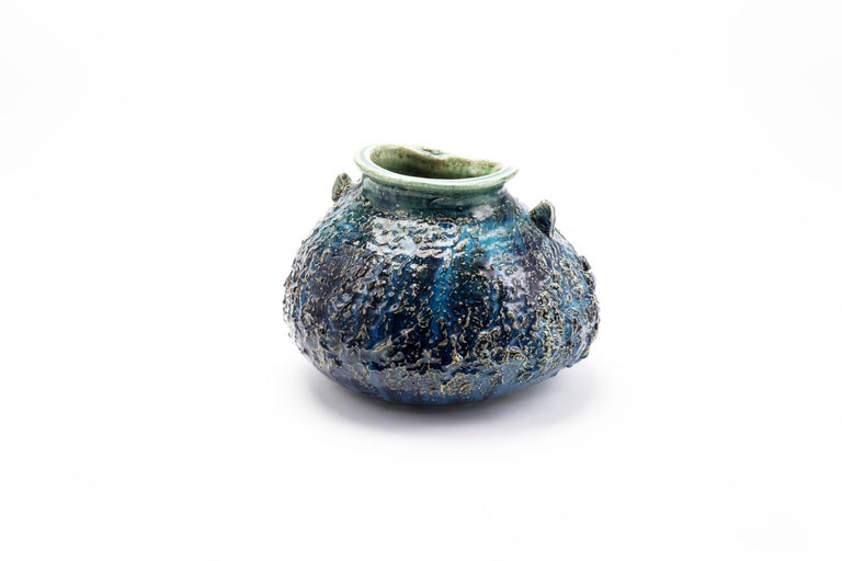 Mid-20th Century Japanese Seto Pottery Vase by Yamaguchi Kozaemon 13th ...