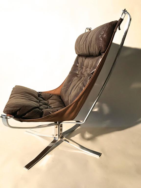 Chromed Steel High Back Falcon Chair at 1stDibs