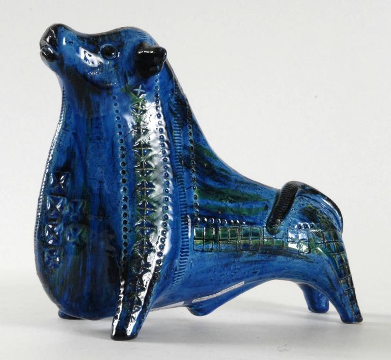 Bitossi, Londi Rearing Bull, circa 1965, Italy, Rimini Blu Color at ...