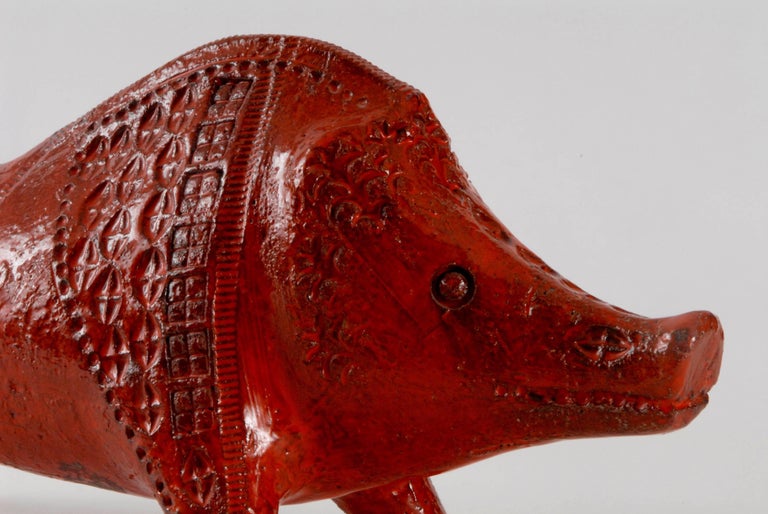 Bitossi Londi Rimini Orange Boar, Italy, circa 1965 at 1stDibs