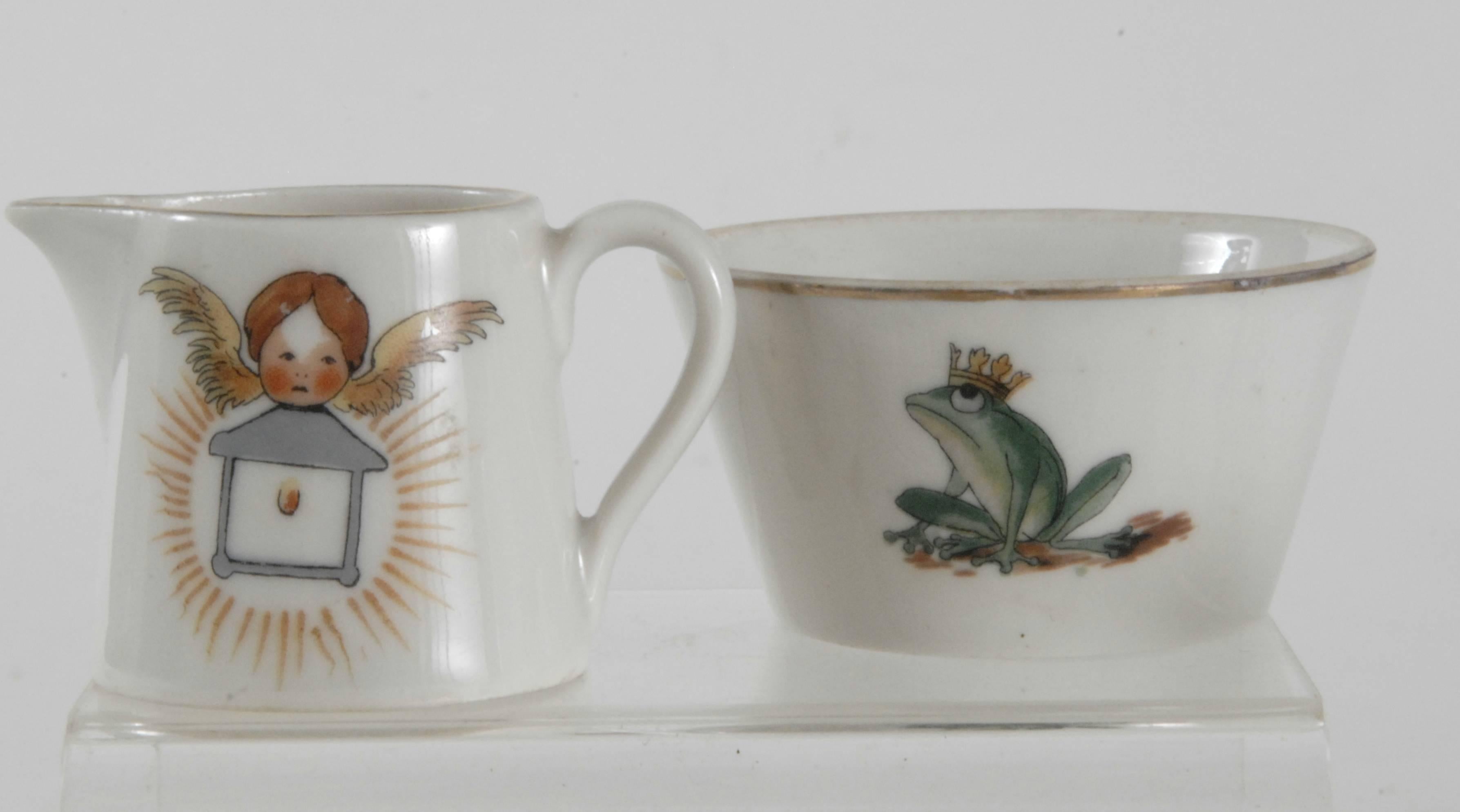 Midcentury Child's Porcelain Tea Set with Fairy-Tale Style Decoration ...