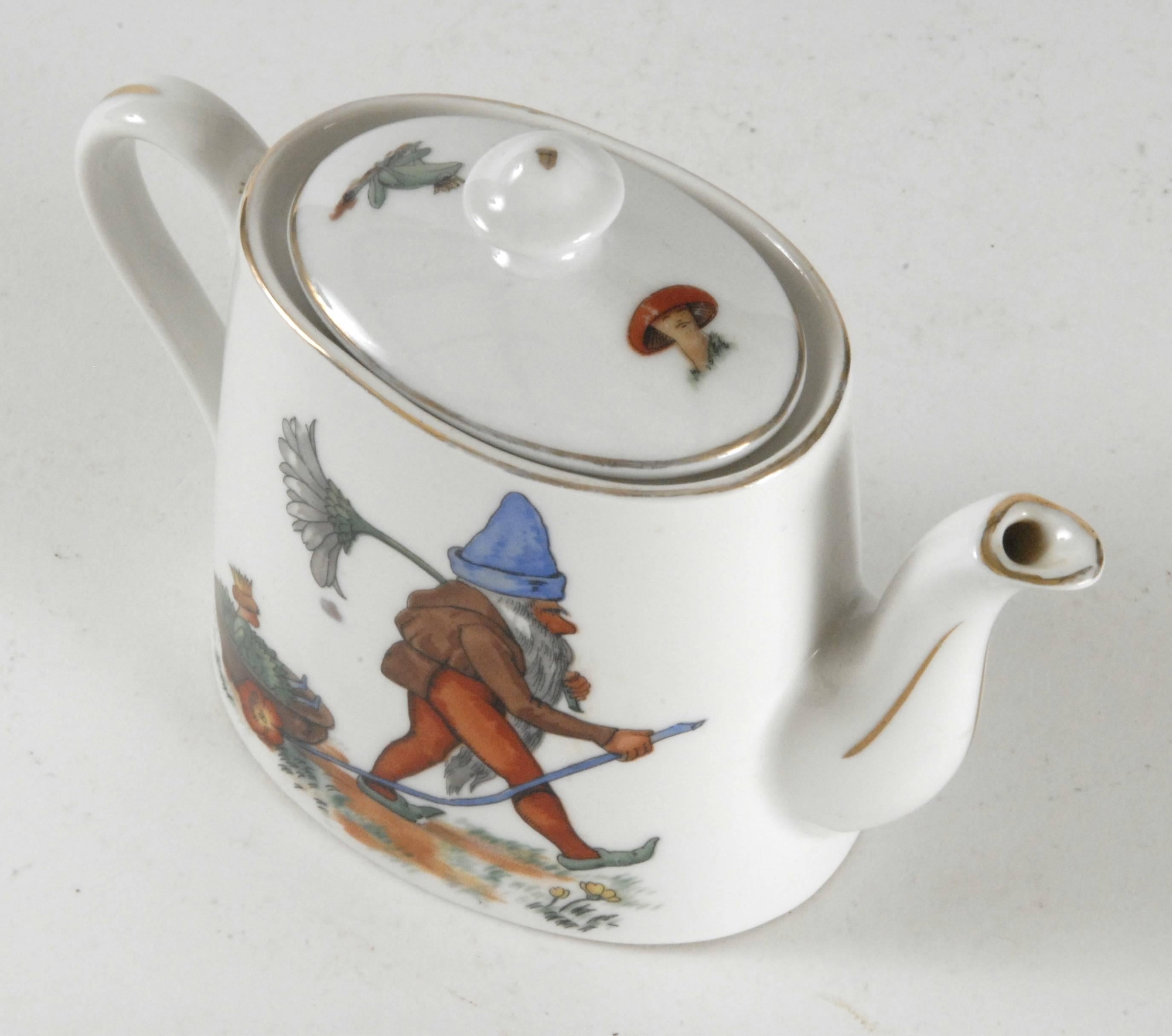 Midcentury Child's Porcelain Tea Set with Fairy-Tale Style Decoration ...