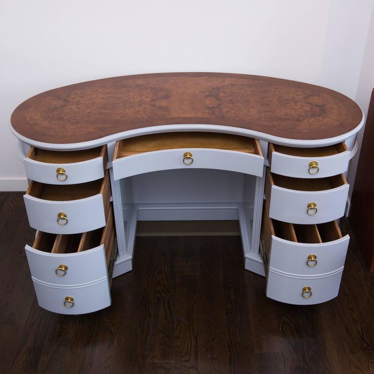 Lacquered Kidney Desk with Burled Wood Top by Drexel at 1stDibs ...